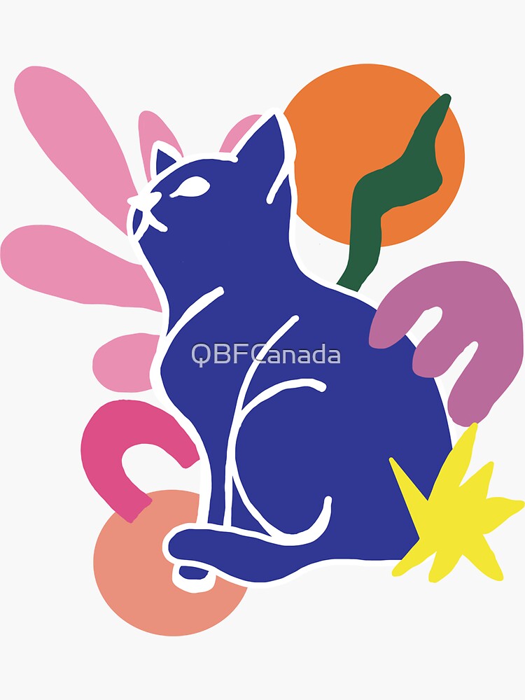"Matisse inspired Blue Cat" Sticker for Sale by QBFCanada | Redbubble