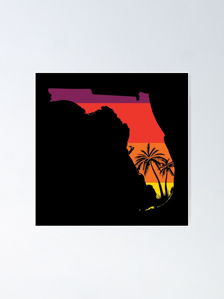 "Florida State Map With Palm Trees" Poster by CoolSilhouettes | Redbubble