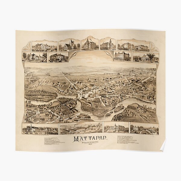"Vintage Map of Mattapan MA (1890)" Poster by BravuraMedia | Redbubble