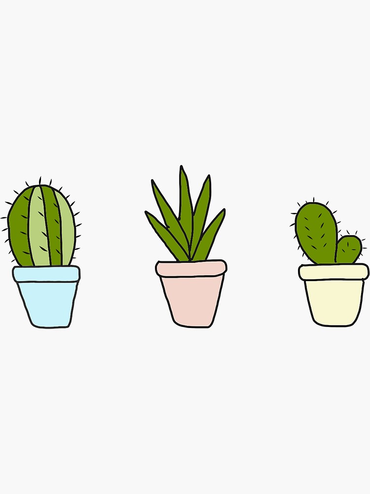 "3 cute potted cacti sticker pack" Sticker for Sale by ivorystickers ...
