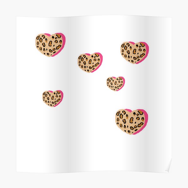 "cheetah print heart sticker pack" Poster by hannahm413 | Redbubble