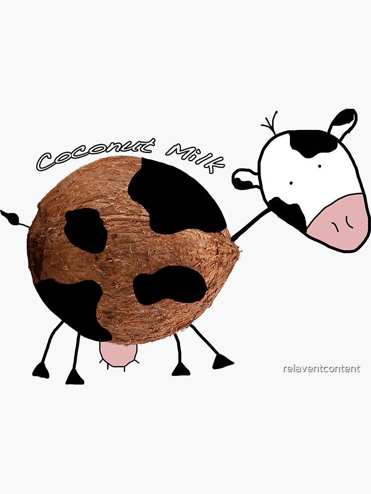 "Coconut milk cow" Sticker for Sale by relaventcontent | Redbubble
