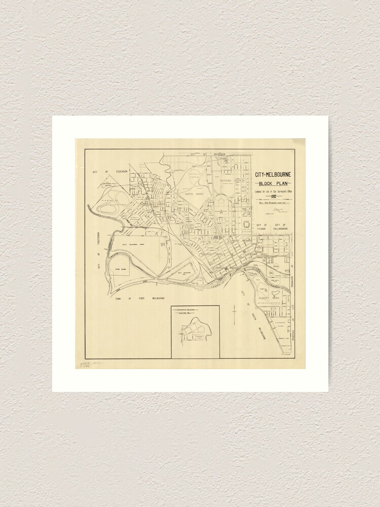 "Vintage Map of Melbourne Australia (1912)" Art Print by BravuraMedia ...