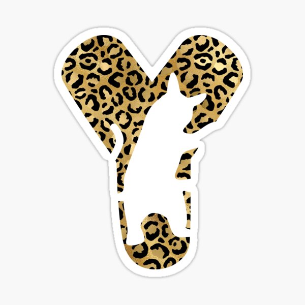 "Letter Y Black and Gold Leopard Print Cat Monogram" Sticker for Sale ...