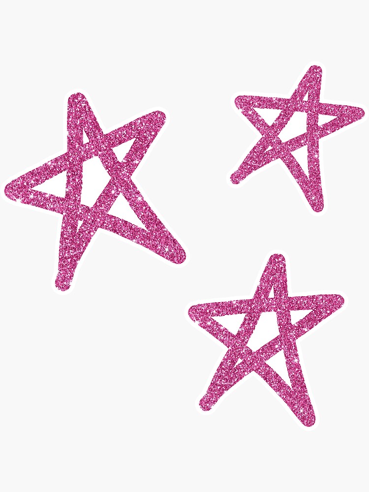 ""Pink Sparkly Stars"" Sticker for Sale by JGStickers | Redbubble