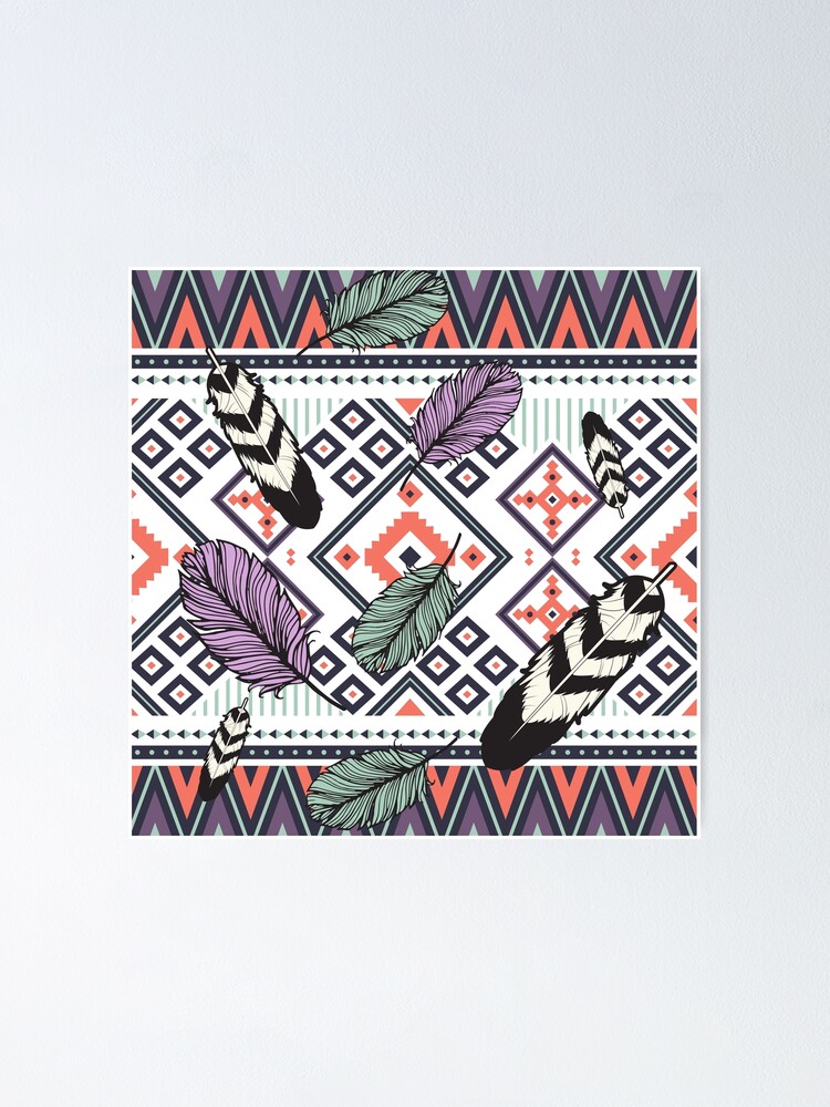"Tribal pattern with feathers" Poster by Meson1 | Redbubble