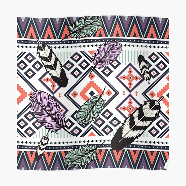 "Tribal pattern with feathers" Poster by Meson1 | Redbubble
