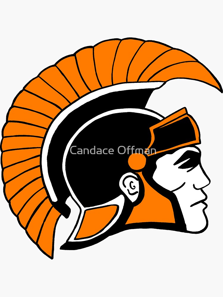 "Orange and Black Trojan Head" Sticker for Sale by offman | Redbubble