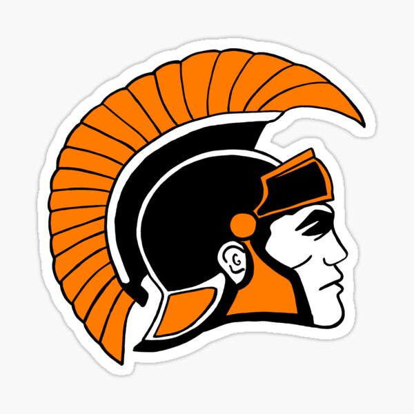 "Orange and Black Trojan Head" Sticker for Sale by offman | Redbubble