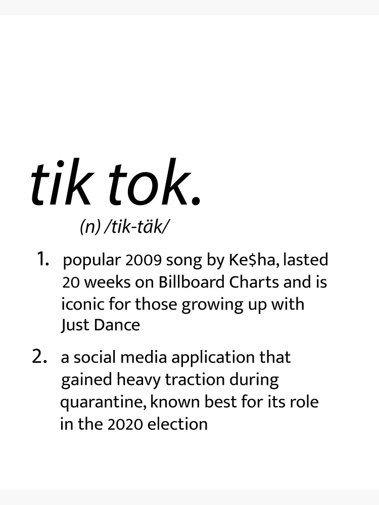 "Tik Tok definition" Sticker for Sale by nredkar | Redbubble