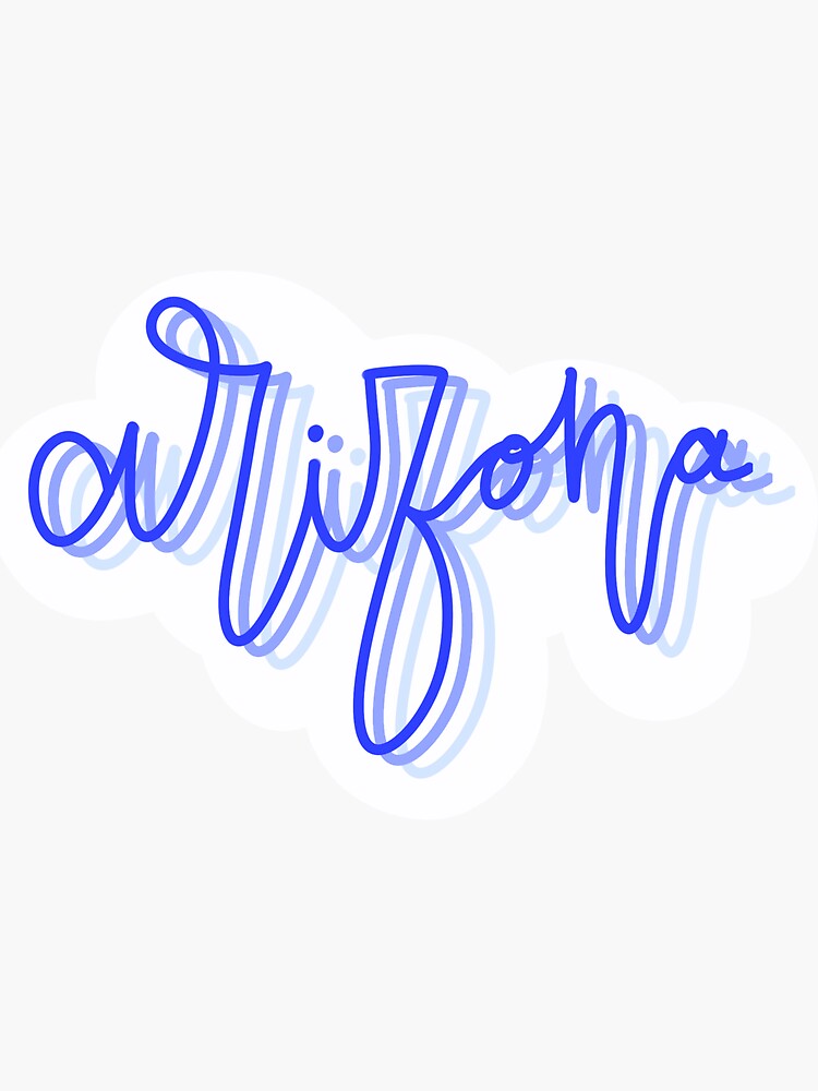 "Arizona Blue 70s Style Cursive" Sticker for Sale by rileyvetto | Redbubble