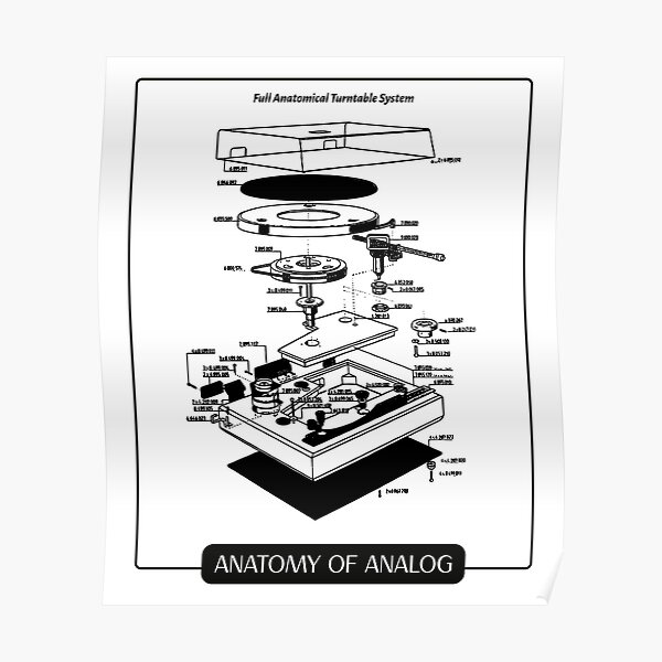 "Anatomy of Analog. Record Player Exploded View. Cool Vinyl" Poster by ...