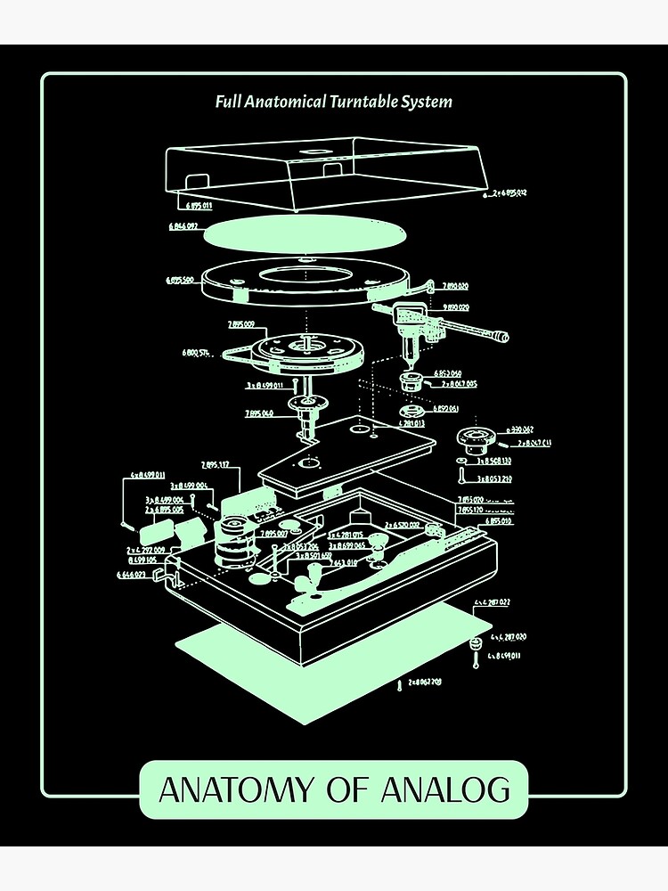 "Anatomy of Analog. Record Player Exploded View. Dark Background ...
