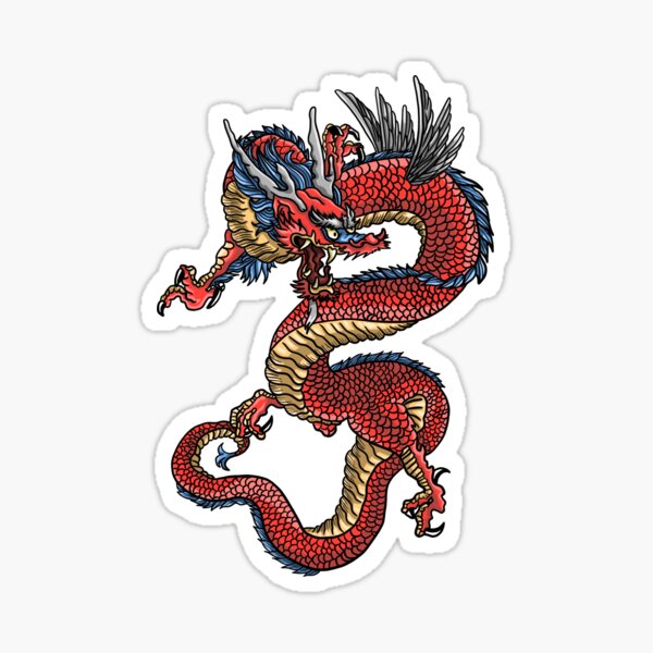 "Japanese dragon" Sticker for Sale by Plasma-Apparel | Redbubble