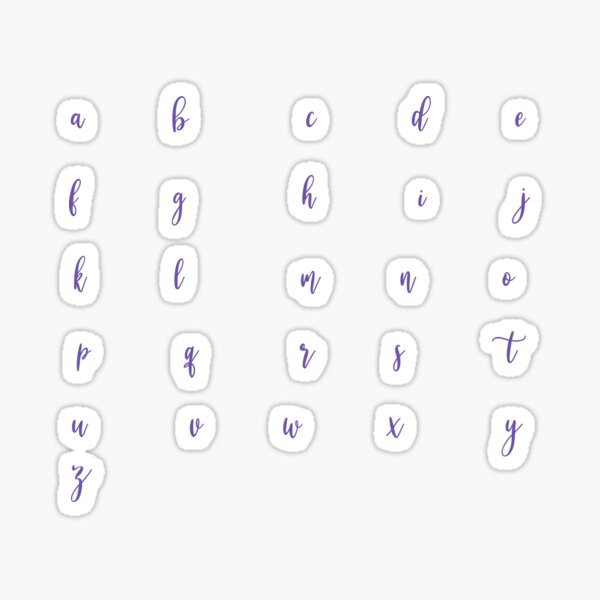 "Purple Cursive Letters Sticker Pack" Sticker by coolcar136 | Redbubble