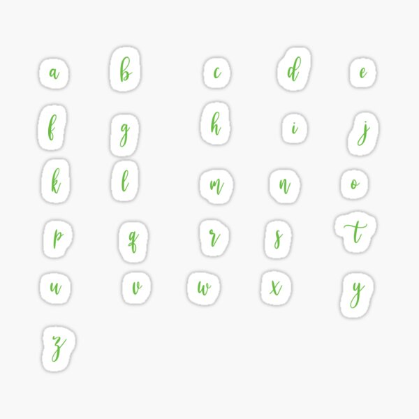 "Green Cursive Sticker Pack" Sticker for Sale by coolcar136 | Redbubble