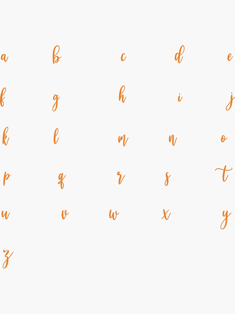 "Orange Cursive Alphabet Sticker Pack" Sticker for Sale by coolcar136 ...