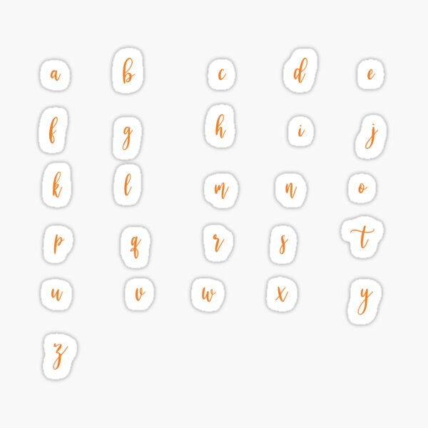 "Orange Cursive Alphabet Sticker Pack" Sticker for Sale by coolcar136 ...