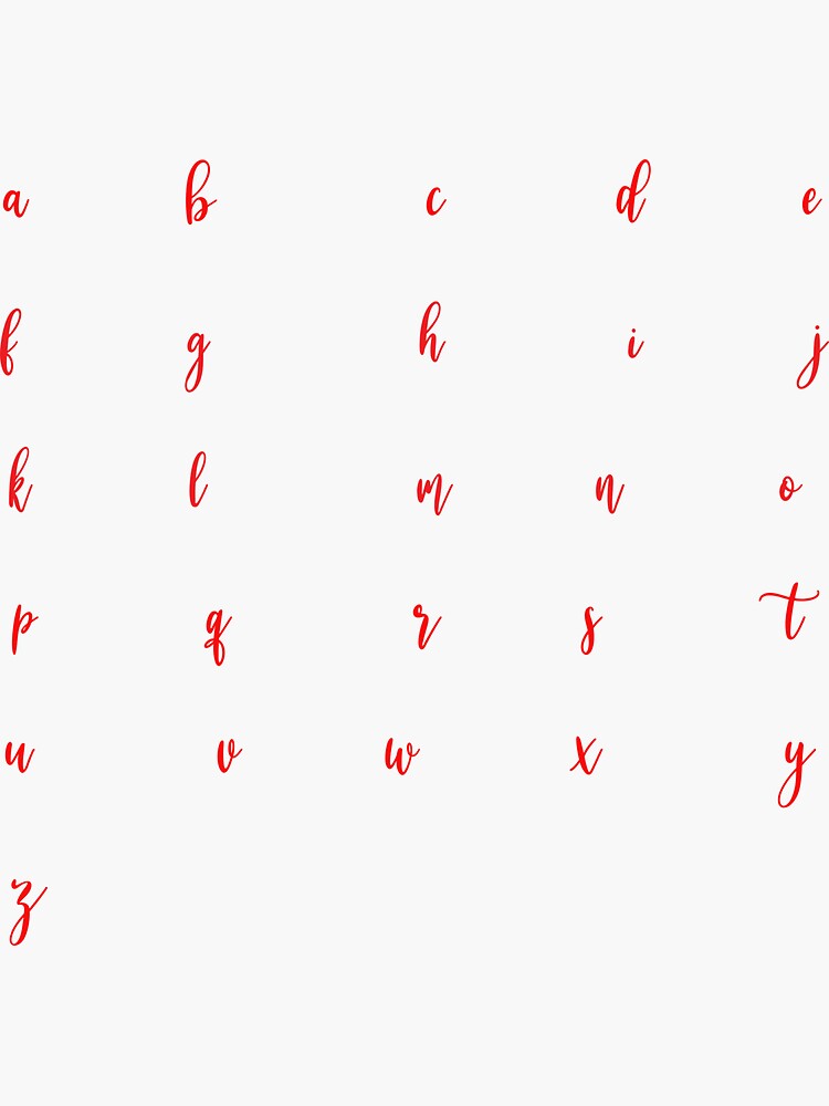 "Red Cursive Alphabet Sticker Pack" Sticker for Sale by coolcar136 ...