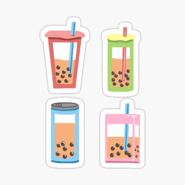 "Cute Boba Milk Tea Set Sticker Sheet" Sticker for Sale by fluffeeair ...