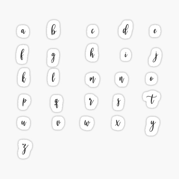 "Black Cursive Alphabet Sticker Pack" Sticker for Sale by coolcar136 ...