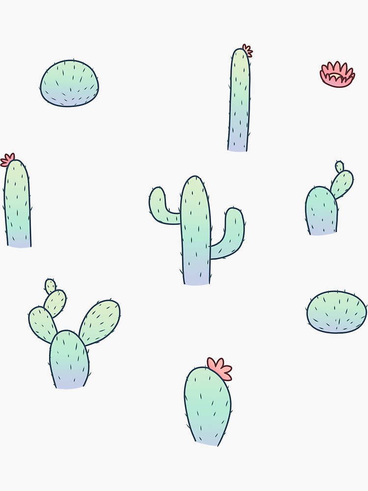 "Pastel Cacti" Sticker for Sale by FreckledBluebry | Redbubble