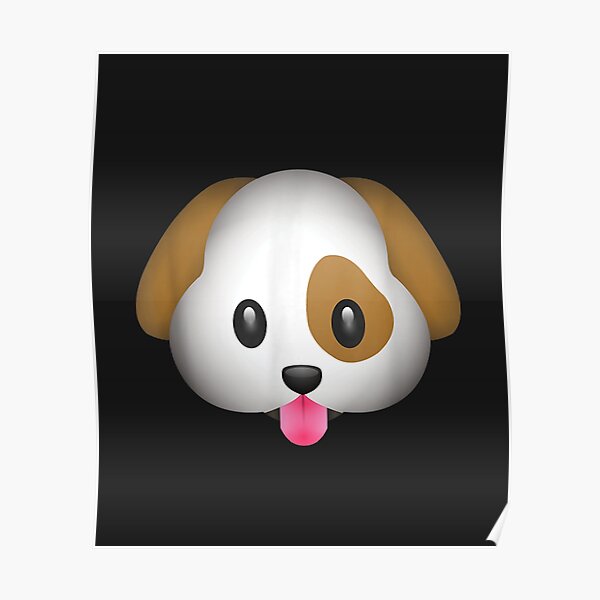 "Emoji Puppy Dog Tongue Lick Cute Adorable Bark Out Emoticon" Poster ...