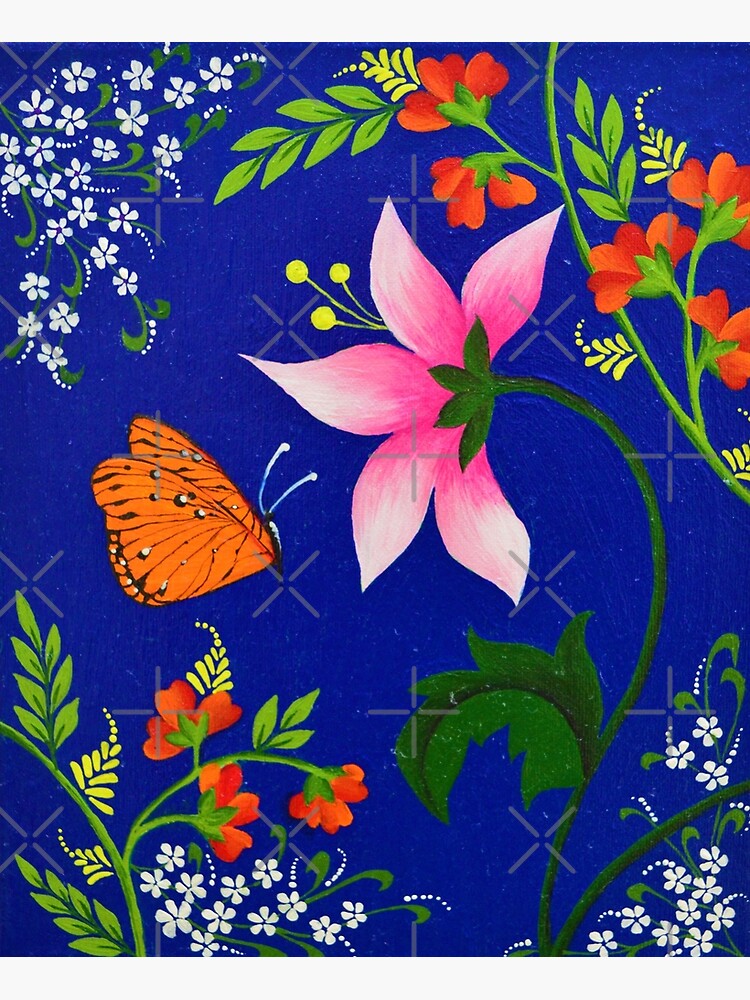 "Butterfly & Flowers" Poster for Sale by utsav-artwork | Redbubble