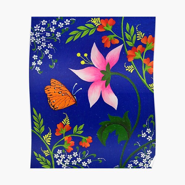 "Butterfly & Flowers" Poster for Sale by utsav-artwork | Redbubble