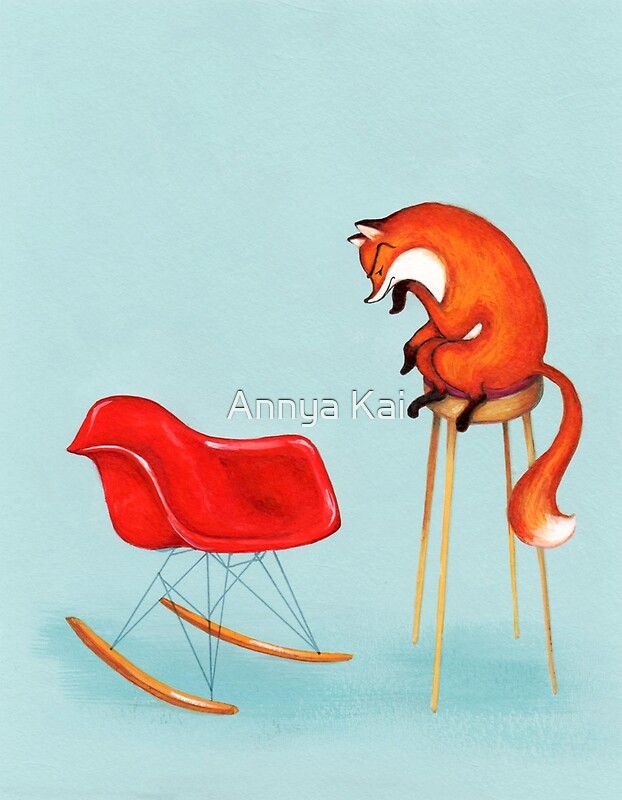"Fox Perplexed by Modern Furniture" by Annya Kai | Redbubble