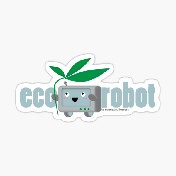 "eco-robot by RunesAndLetters (fluffy cloud blue)" Sticker for Sale by ...