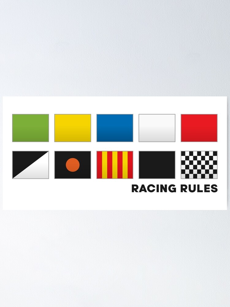 "'Racing Rules' F1 Flag Motorsport Black Text Design" Poster for Sale ...