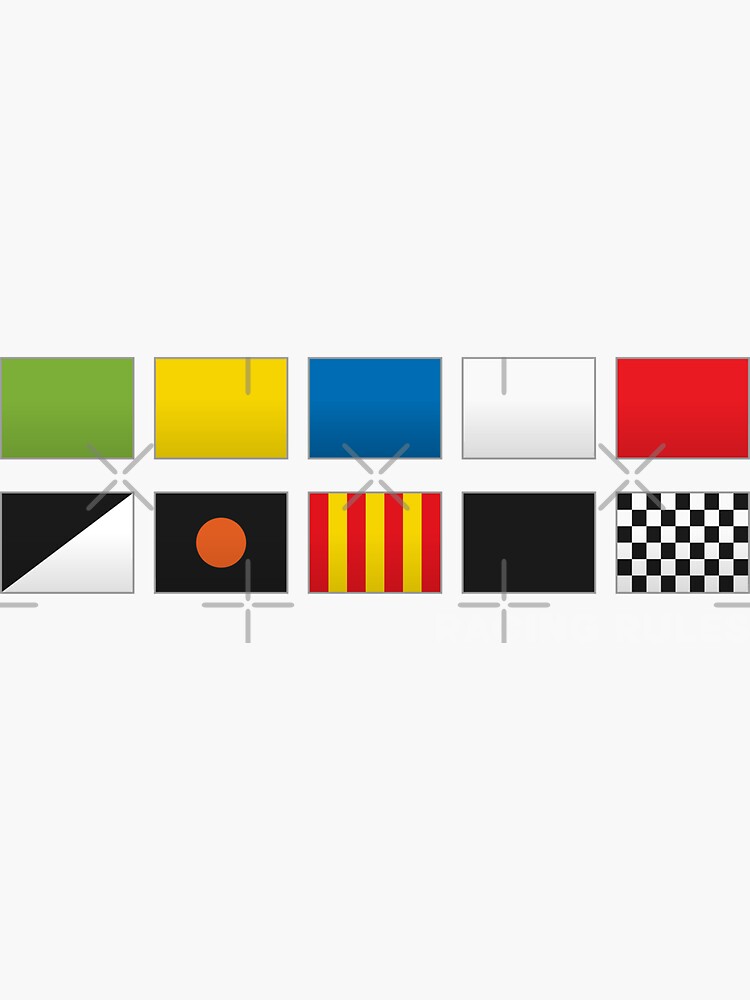 "'Racing Rules' F1 Flag Motorsport White Text Design" Sticker for Sale ...