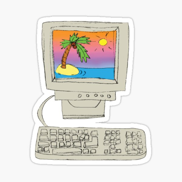 "Hand Drawn Desktop Computer" Sticker for Sale by spacemadness | Redbubble