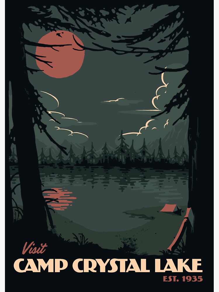 "Visit Camp Crystal Lake travel poster" Sticker for Sale by mathiole | Redbubble