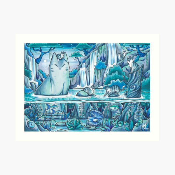 "Mysterious Jungle Cat Pond" Art Print for Sale by kattvalk | Redbubble