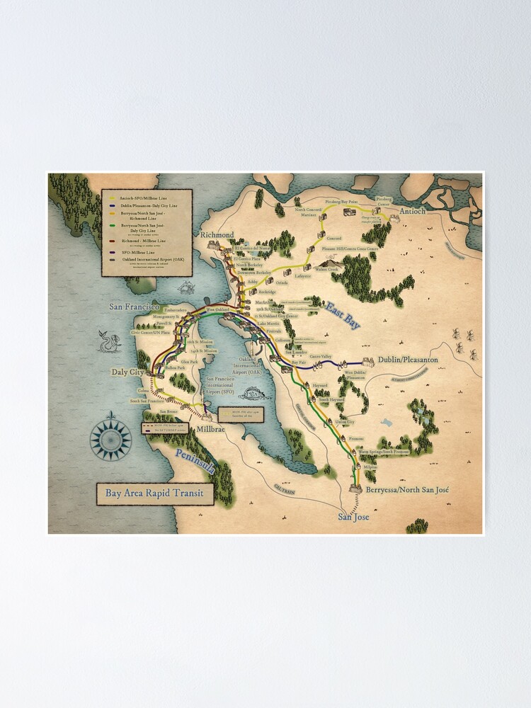 "BART System map in fantasy style" Poster for Sale by mappafantastica ...