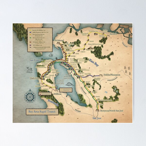 "BART System map in fantasy style" Poster for Sale by mappafantastica ...