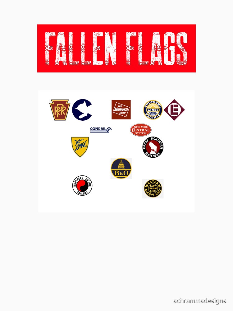 "Fallen Flags Railroad" Essential T-Shirt for Sale by schrammsdesigns ...