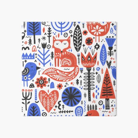 "Slavic Folk Pattern with Fox and Bird White" Art Board Print for Sale ...