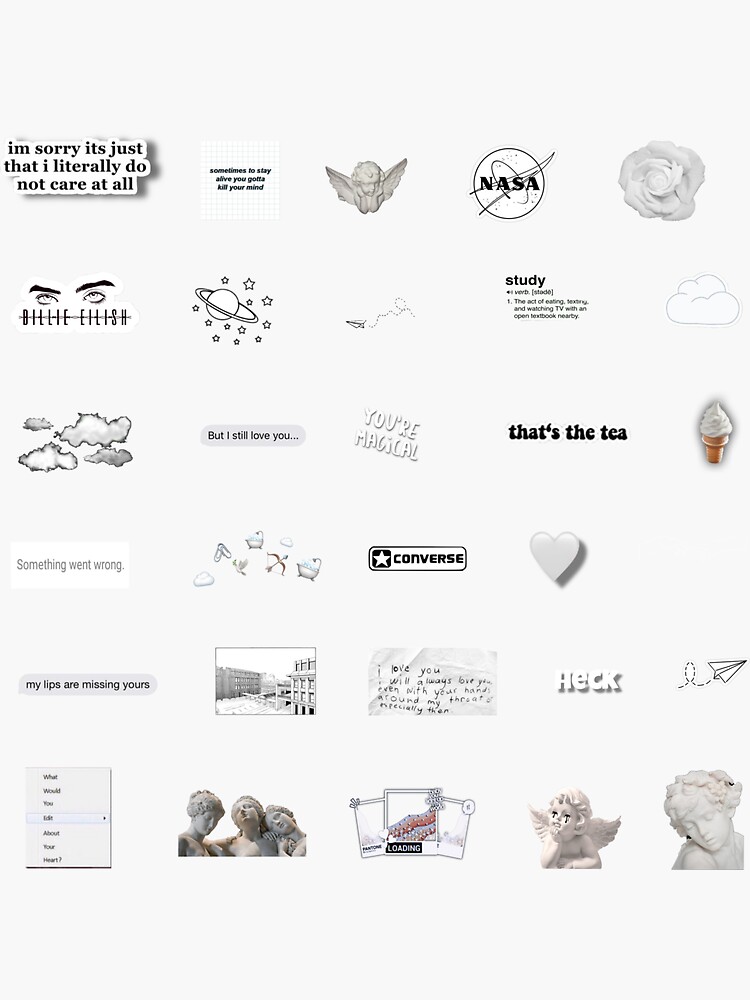 "White / Black Transparent Aesthetic Laptop Sticker Pack Of 30" Sticker ...