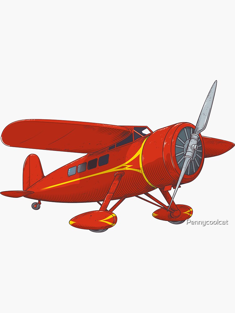 "vintage red plane" Sticker by Pennycoolcat | Redbubble