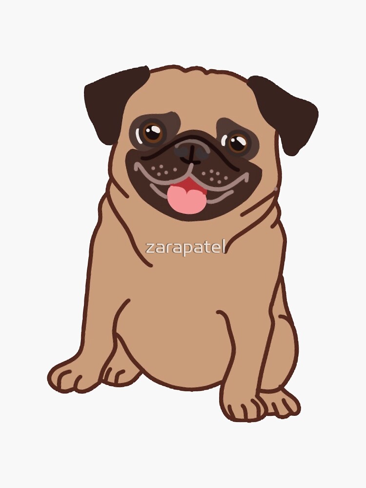 "pug sticker " Sticker by zarapatel | Redbubble