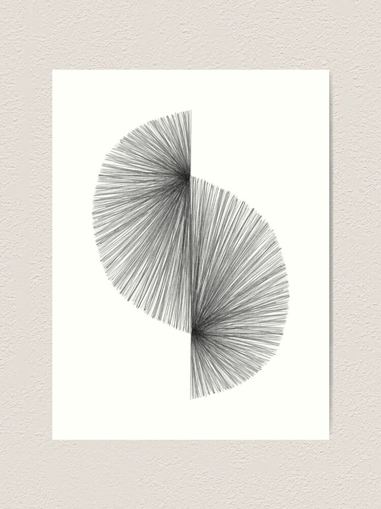 "Mid Century Modern Geometric Abstract S Shape Line Drawing" Art Print ...