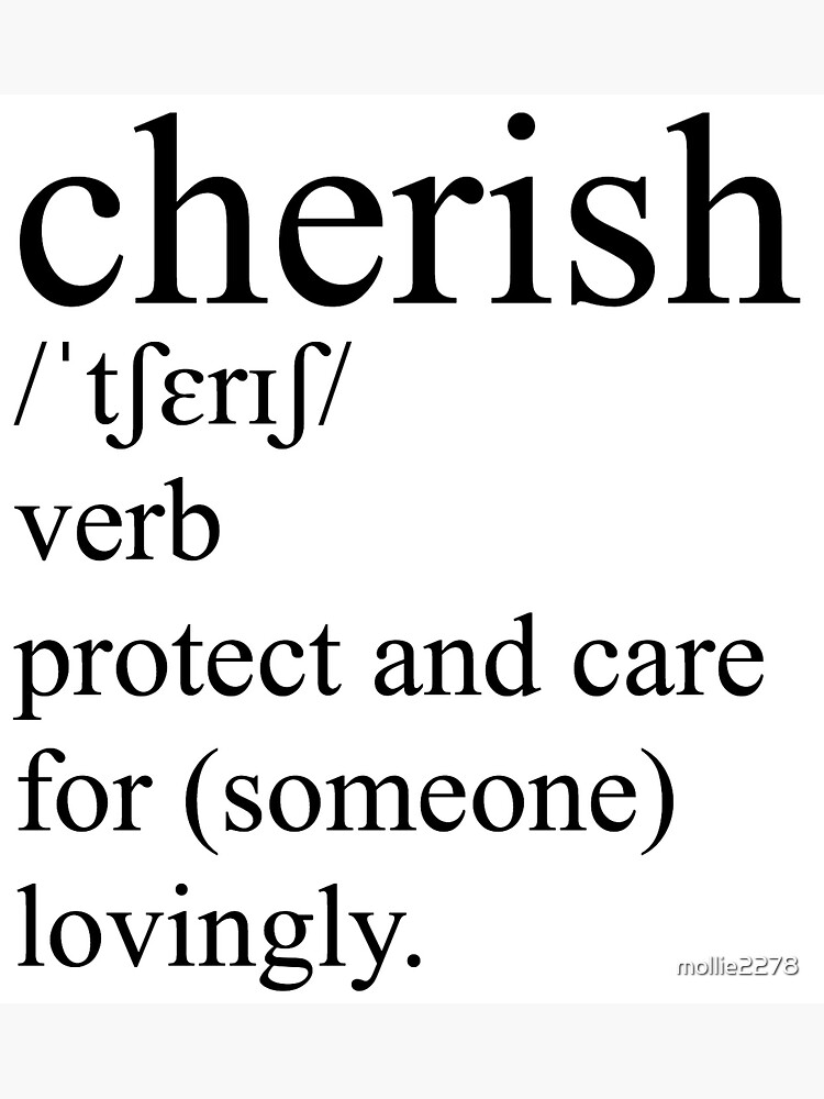 "Cherish Text Definition" Sticker for Sale by mollie2278 | Redbubble