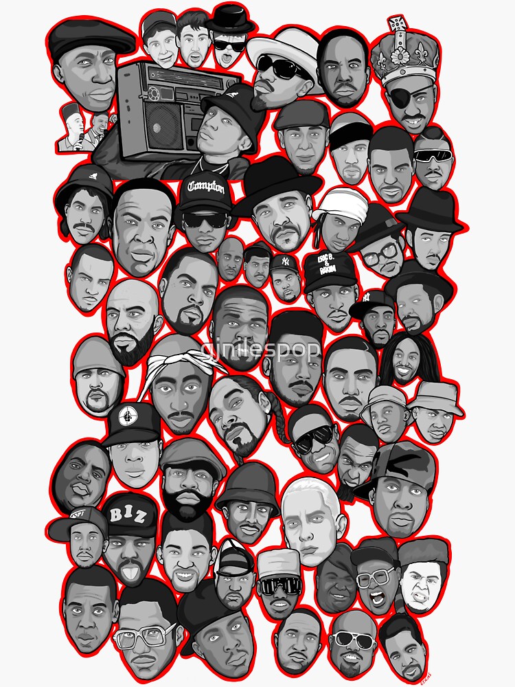 "old school hip hop legends collage art" Sticker for Sale by gjnilespop ...