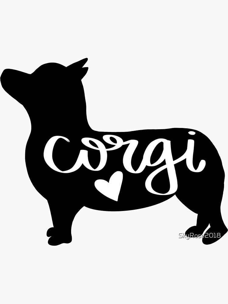 "Corgi Love - Silhouette" Sticker by SkyRose2018 | Redbubble