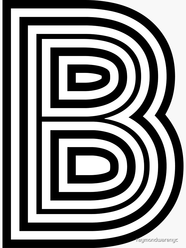 Pegatina «Track - Letra B - Blanco y negro» de raymondwarenyc | Redbubble
