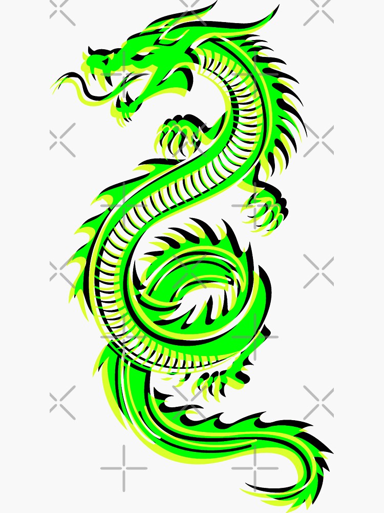 "Yellow & Green Dragon" Sticker for Sale by abigabhall | Redbubble