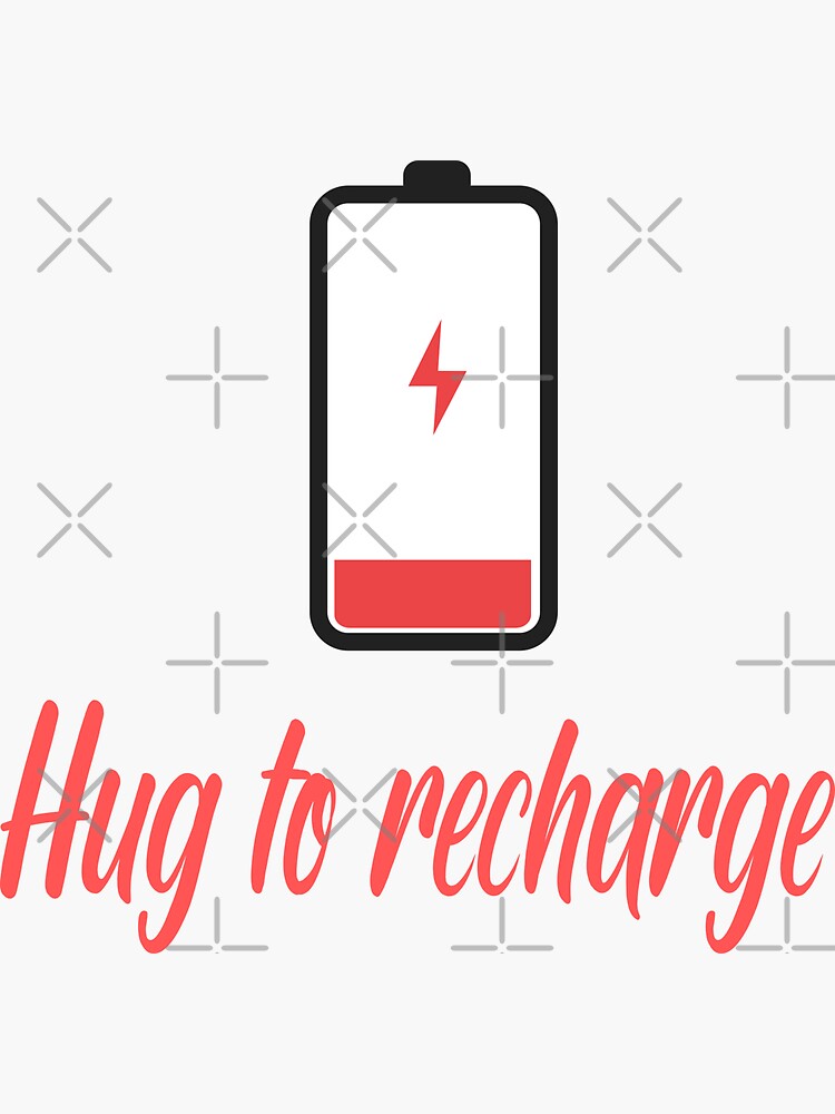 "Hug to Recharge battery LUV" Sticker for Sale by SHINEPARIS | Redbubble